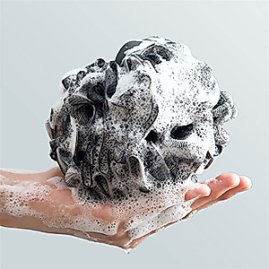 INGVY Dry Brushing Body Brush Soft Shower Mesh Foaming Sponge Exfoliating Scrubber Black Bath Bubble Ball Body Skin Cleaner Cleaning Tool Bathroom Accessories