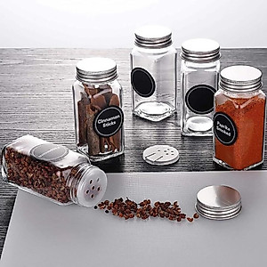 WUWEOT 24 Pack Plastic Spice Jars, 4 oz Spice Bottle Square Seasoning Containers, Reusable Salt Pepper Shaker with Airtight Lid Labels and Funnel for Spice, Herbs, Powder and Glitters