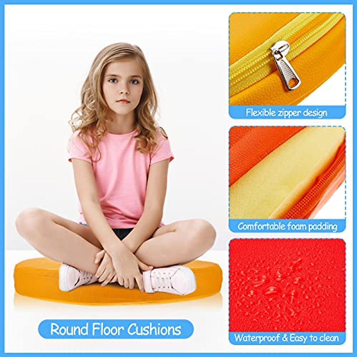 Marsui 12 Pcs 2'' Extra Thick Round Floor Cushions Classroom Flexible Seating for Kids 14 Inch Colored Circle Floor Seat Pillows Bulk for Elementary Daycare Preschool Kindergarten Nursery Supplies