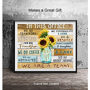 Home Office Wall Art & Decor - Teamwork Wall Art - Encouraging Wall Decor - In This Office We Are A Team Inspirational Saying - Inspiring Positive Quotes Sayings - Motivational poster UNFRAMED 8x10