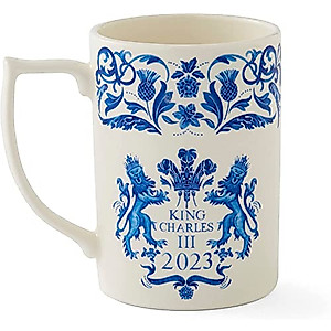 Portmeirion Home & Gifts Spode King Charles III Coronation Single Mug 340ml Blue & White Pattern UK Made
