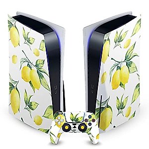 Head Case Designs Officially Licensed Haroulita White Lemons Art Mix Vinyl Faceplate Sticker Gaming Skin Case Cover Compatible with Sony Playstation 5 PS5 Disc Edition Console & DualSense Controller