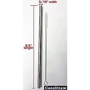 CocoStraw B00K4PP0VK 8 Large Wide Smoothie Straws/Straight Frozen Drink Straw, Stainless Steel