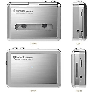 Bluetooth Walkman Cassette Player with Earphone, Portable Tape Player Compact Stereo Audio Music Wireless Bluetooth Output to Headphone/Speaker, 2AA Battery or USB Power Supply, 3.5MM Headphone Jack
