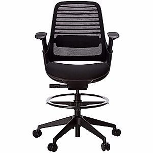 Steelcase Series 1 Stool Chair, Graphite Frame with 3D Microknit Fabric (Licorice)
