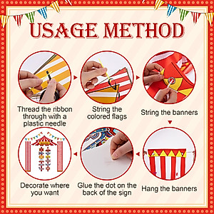 Tlswshsy 17PCS Circus Tent Decorations Set, Carnival Circus Door Banner with Awning and Directional Signs, Red and White Carnival Welcome Supplies for Circus Theme Party Birthday Home Decor