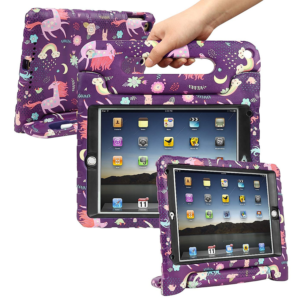 HDE Case for iPad 9.7 inch 2018/2017 Kids Shockproof Bumper Hard Cover Handle Stand with Built in Screen Protector for Apple Education 6th / 5th Generation