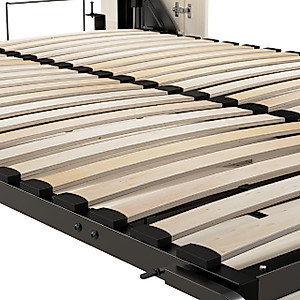 Bestar Lumina 68W Queen Murphy Bed with Desk in White Chocolate | Space-Saving Sleeping Arrangement for Multipurpose Space, Guest Room, or Bedroom