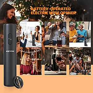 AREYCVKElectric Wine Bottle Openers, Wine Electric Opener,Wine opener battery operated with Foil Cutter wine Stoppers to Best Gift for friends (Black- Wine Bottle Openers)