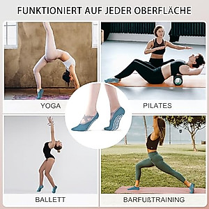 Minmex Yoga Socks for Women-1 Pairs Thin Non Slip Grip Socks with Straps for Pilates,Ballet, Dance, Barefoot Workout Blue