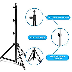 GreatLPT 75'' Light Stand Extendable, Photography Tripod Stand Metal Portable Tripod Stand Perfect for Ring Light, Softboxes, Video Lights, Camera