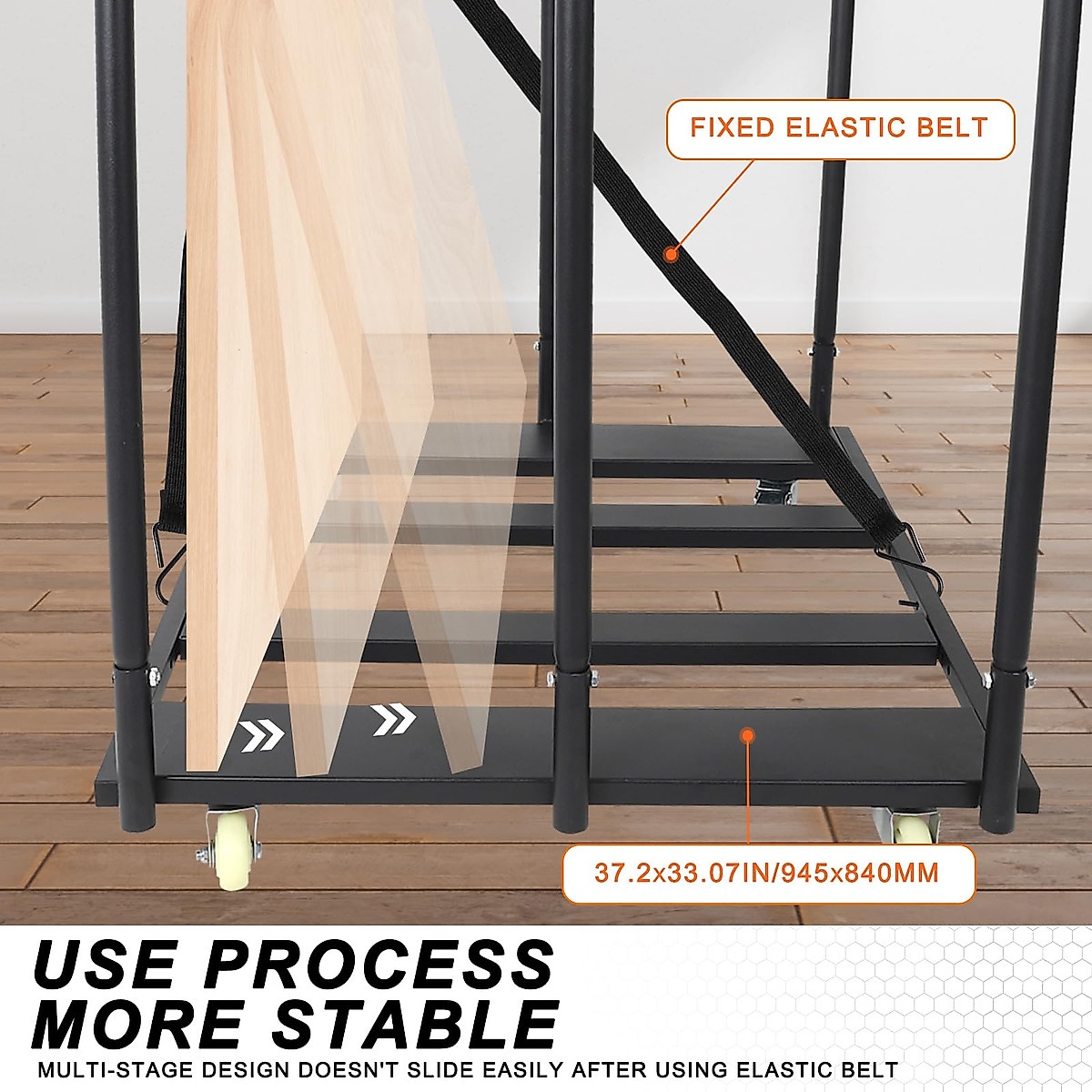 EASYBERG Folding Table Cart, 1800 LBS Heavy Duty Table Chair Trolley with 3" Wheel, Black, Suitable for Garages, Homes, Warehouse, Hotels, Party Events, Furniture Moving