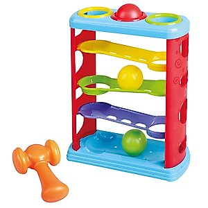 Play PlayGo Hammer and Roll Tower | Ball Track Knock Bench Plug Pound & Roll | Super Durable Pound A Ball | Classic Hammering & Pounding Toy