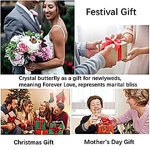 QFkris Large Crystal Butterfly 4'' Width Glass Figurines Collectibles with Crystal Ball Base Cut Glass Ornament Statue Animal Collectible