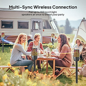 Outdoor Speakers, Gift for Men, Multi-Sync Bluetooth Wireless Speaker with Flame Lights, Built-in DSP HD Stereo Sound, Cool Tech Gadgets for Him, IPX5 Waterproof for Hot Tub|Outside|Patio|Porch