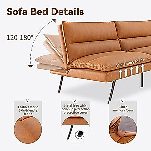 Opoiar Futon Couch Bed with Mattress and Frame Included,Comfortable Loveseat Sleeper Sofa for Dorm Apartment Office College Small Space Bedroom RV Living Room, Light Brown