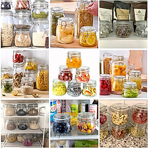 Glass Jar With Airtight Lid 16 Oz (Set Of 2) Wide Mouth Airtight Food Storage Containers Leakproof Canister For Coffee,Sugar,Chocolate Chips,Canning,Candy,Cereal,Spice,Pickle,Cookies,Dried Fruits