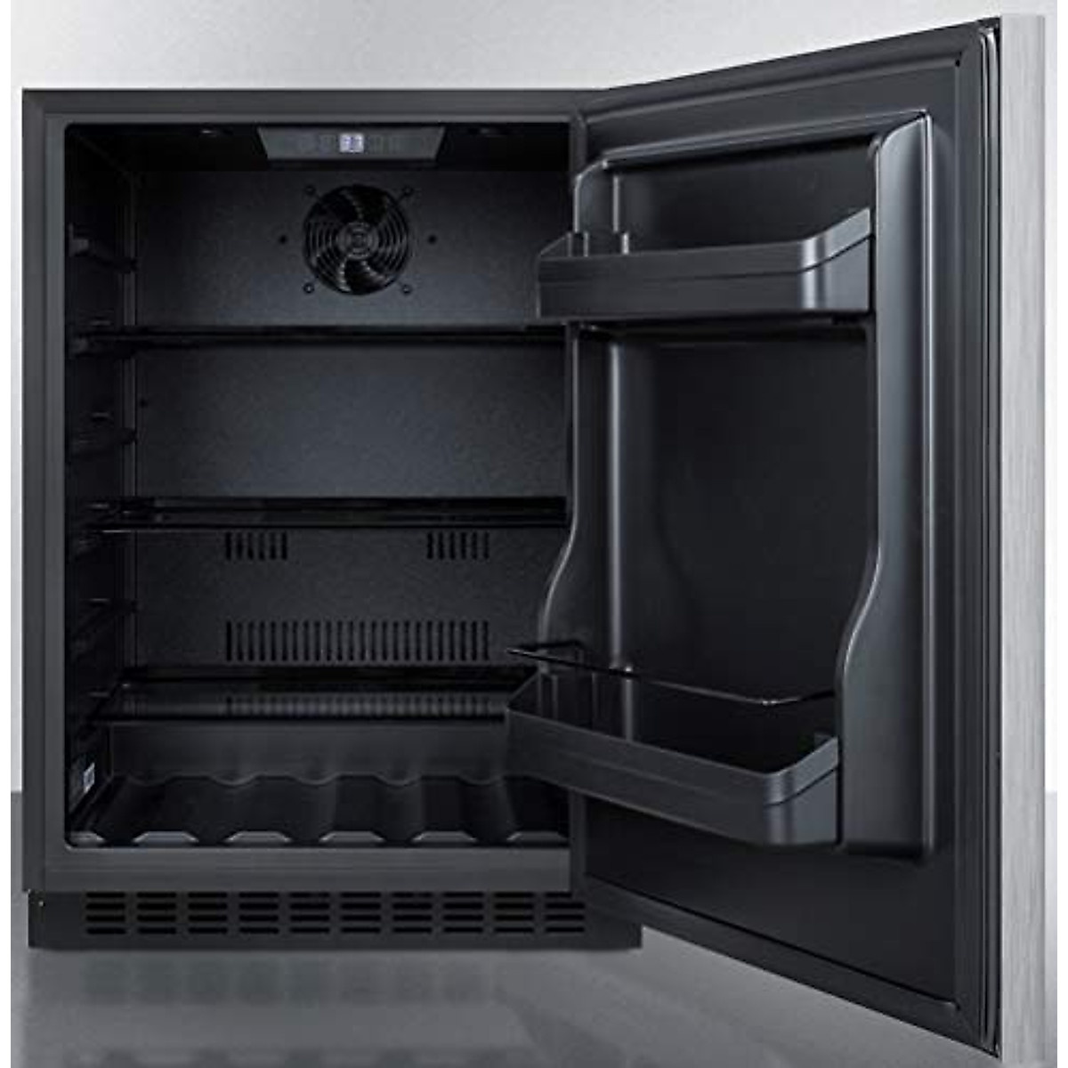 Summit Appliance AL54SSHH Built-in Undercounter ADA Compliant 4.8 cu.ft. 24" Wide All-refrigerator with Wrapped Stainless Steel Door, Horizontal Handle, Black Cabinet, Door Storage and Digital Control