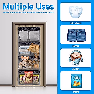 CHOBUYODIS Organizers and Storage for Stuffed Animals,Over Door Net Hammock,Durable Hanging Baby Organizer,Plush Toy Net,Kids Toy and Diaper Organization, with 4 Large Breathable Dense Mesh Pockets