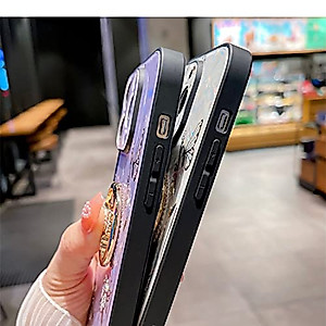 Topwin iPhone 14 Pro 6.1'' Kickstand Case, Cute 3D Butterfly Bling Glitter Marble Elegant Rhinestone Diamond Hard Back Soft TPU Bumper Cover for Girls for Apple iPhone 14 Pro 6.1 2022 (Rose Gold)