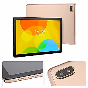 Qinlorgo 4G LTE Tablet, Octa Core 512GB Expandable 10.1 Inch HD Tablet US Plug 100‑240V for Office (Gold)