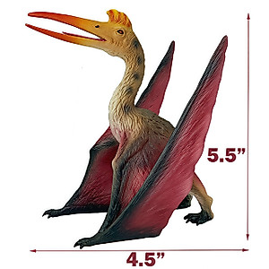 Gemini&Genius Pterosaur Toy for Kids, Large Size 5.5" Quetzalcoatlus Dinosaur Toy, Pterodactyl Toy, Large Flying Dinosaur Toy, Realistic Pteranodon Toy for Kids Display and Play