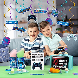 WERNNSAI Video Game Hanging Swirls - 21 PCS Video Game Party Decorations for Kids Boys Gamer Birthday Party Ceiling Window Door Decors Hanging Whirls Streamers for Gaming Night Party Supplies