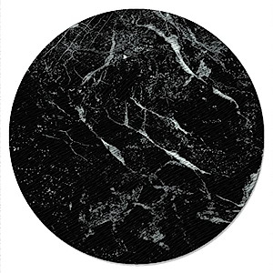 Counterart Black Marble Design 4mm Heat Tolerant Tempered Glass Lazy Susan Turntable 13" Diameter Cake Plate Condiment Caddy Pizza Server