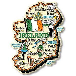 Ireland Jumbo Country Map Magnet by Classic Magnets, Collectible Souvenirs Made in The USA