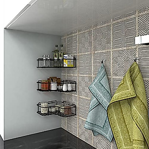 KOPORASION Corner Shower Caddy, Shower Shelves Basket Rack with Adhesive Hooks and Soap Dish,RustProof Stainless Steel Shower Organzier for Bathroom Storage, Toilet,Kitchen (3 Pack)