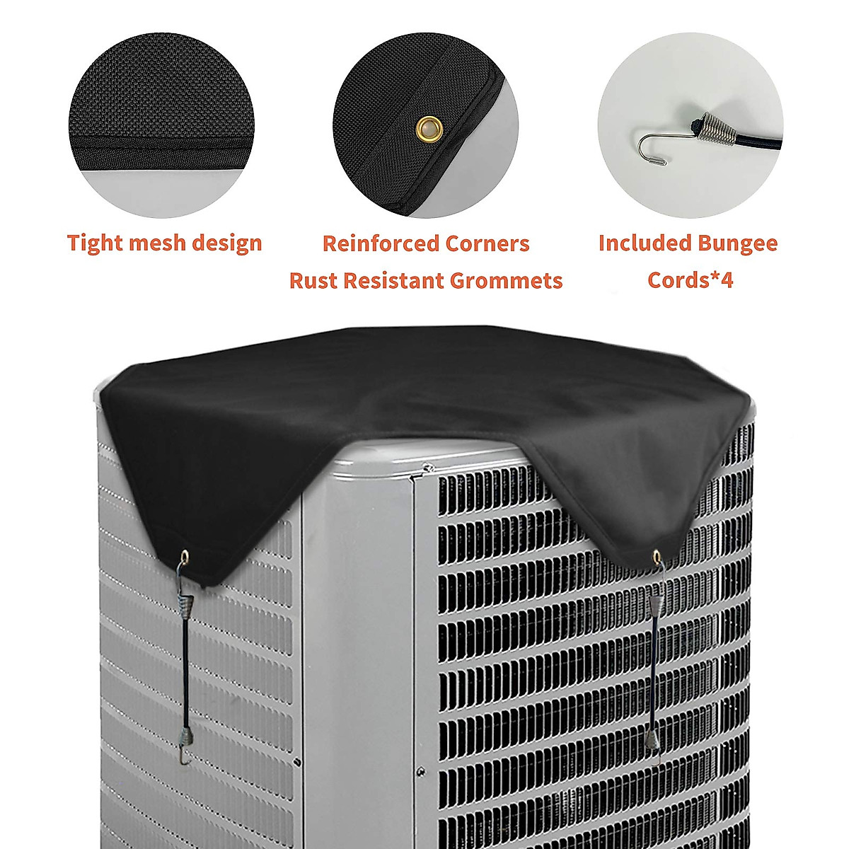 Qualward Air Conditioner Covers for Outside Units, AC Cover for Outdoor Central Unit Top Heavy Duty Water-Resistant Fits Up to 32 x 32 Inch, Black