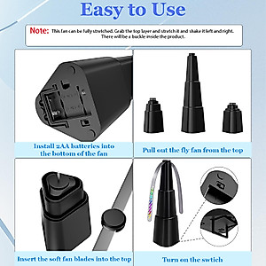 hibiker Stretchable Fly Fans for Tables 4 Packs,Portable Outdoor Fan,Food Fan for Indoor Outside,Battery Powered Fly Fan for Picnic,Party,Restaurant,Kitchen and BBQ