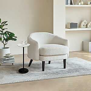 COVLON Drink Table, Carved Table Top Martini Table, Small Side Table, Weighted Base Pedestal Table for Living Room, Bedroom, Modern, White and Black