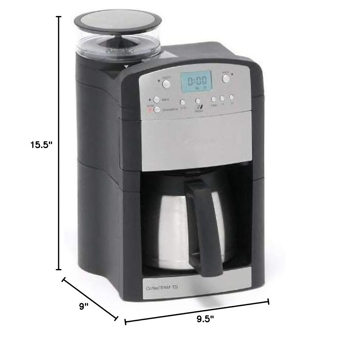 Capresso 465 CoffeeTeam TS 10-Cup Digital Coffeemaker with Conical Burr Grinder and Thermal Carafe