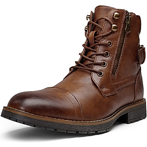 Vostey Men's Boots Casual Dress Boots for Men Brown Boots Mens Motorcycle Combat Ankle Boot (BMY678A dark brown 10)