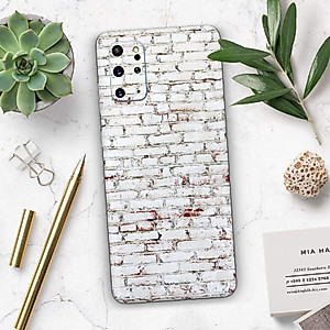 DesignSkinz Grungy Red & White Brick Wall Protective Vinyl Decal Wrap Skin Cover Compatible with The Samsung Galaxy S20 (Screen Trim & Back Glass Skin)