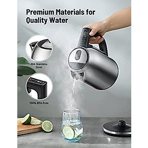 Electric Kettle,Tea Kettle with 6 Temperature Settings,Paris Rhône 1.7L Cordless Hot Water Boiler Heate,Strix Thermostat,Touch Control,Auto-Shutoff/Boil-Dry Protection, Keep Warm,LED Indicator,Coffee