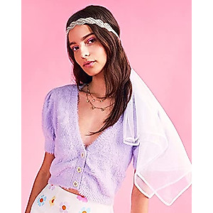 xo, Fetti Bachelorette Party Decorations Veil - Silver Beaded Crystal Veil | Bridal Shower | Bride to Be Gift + Engagement Decorations