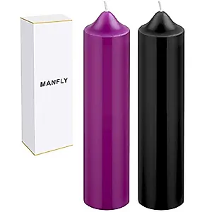Low Temperature Candles, MANFLY Romantic Candles for Wedding Home Decor or Couples (Black & Purple)