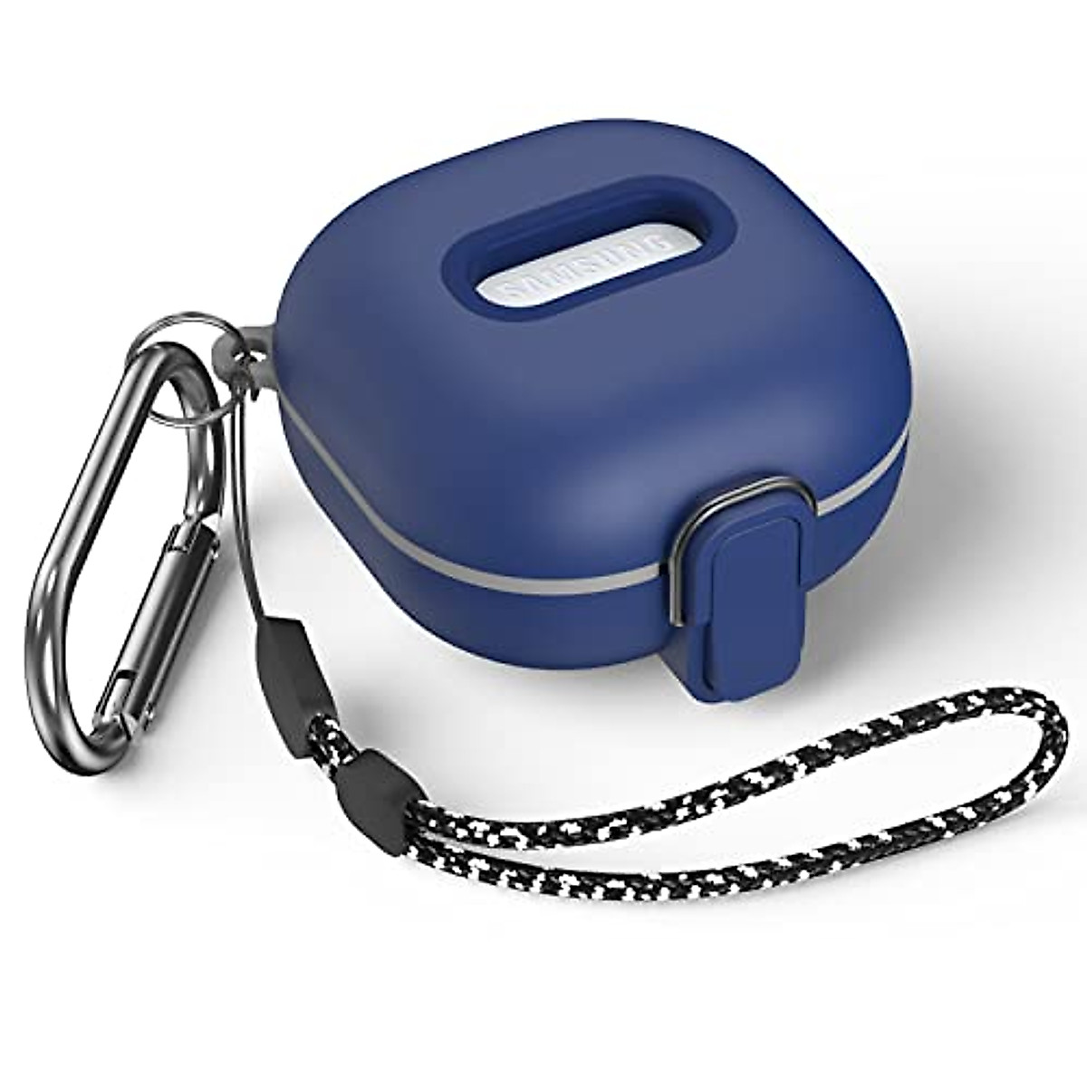 Secure Lock Case for Samsung Galaxy Buds 2 Pro/Galaxy Buds 2/Galaxy Buds Pro/Galaxy Buds Live, WOFRO Shock-Absorbing Protective Cover TPU Hard Shell with Lanyard and Keychain[One-Click pop] (Blue)