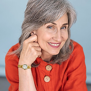 JewelryWe Women's Ultra Thin Easy Reader Watch with Elastic Strap, Golden/Silver Watch