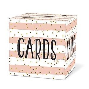 White and Pink Card Box – 8”*8”*8” Gift Or Money Box Holder for Wedding,Baby or Bridal Shower,Birthday, Graduation,Engagement, Party Favor, Decorations, 1 Set(hezi-A009)