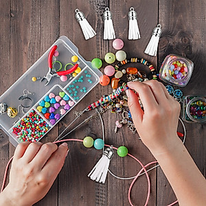 200 Pieces Keychain Tassels Faux Suede Leather Tassel Pendants Keychain Decoration Tassels with Loop for DIY Crafts Making Supplies (White)