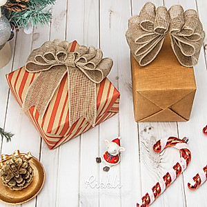 Ribbli Natural Burlap Wired Ribbon,2 Inch x Continuous 10 Yard, Wired Edge Ribbon for Big Bow,Wreath,Tree Decoration,Outdoor Decoration