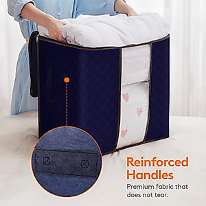 Lifewit Clothes Storage Bag 90L Large Capacity Organizer with Reinforced Handle Thick Fabric for Comforters, Blankets, Bedding, Foldable with Sturdy Zipper, Clear Window, 5 Pack, Grey