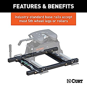 CURT 16027 Replacement Silverado, Sierra 2500, 3500, Ford F250, F350 Puck System 5th Wheel Adapter with Standard Rails, 25,000 lbs