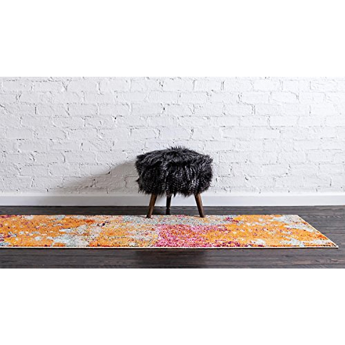 Unique Loom Chromatic Collection Modern Over-Dyed & Vibrant Abstract Area Rug for Any Home Décor, 2 ft 7 in x 10 ft, Multi/Beige