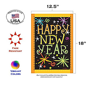 Toland Home Garden 1110449 Happy New Year New Year Flag 12x18 Inch Double Sided New Year Garden Flag for Outdoor House party Flag Yard Decoration
