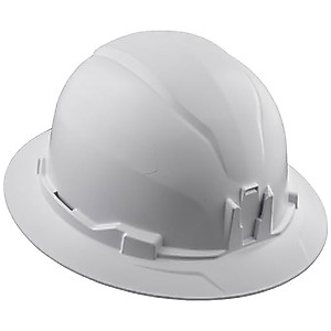 Klein Tools 60400 Hard Hat, Non-Vented Full Brim Style, Padded, Self-Wicking Odor-Resistant Sweatband, Tested up to 20kV, White