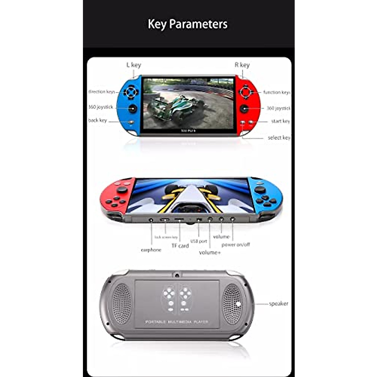 TCDSTAR Original factory 16GB Retro Handheld Games Player x 12 plus 10000games Portab 7 Inch e-book MP5 Video Game Consoles for PSP